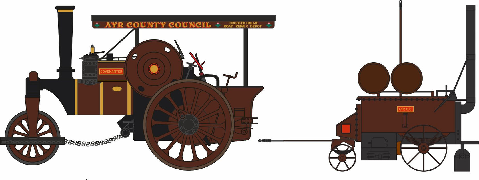 OXFORD DIECAST 1:76 Scale Fowler Steam Roller & Coleman Flapper Coven ...