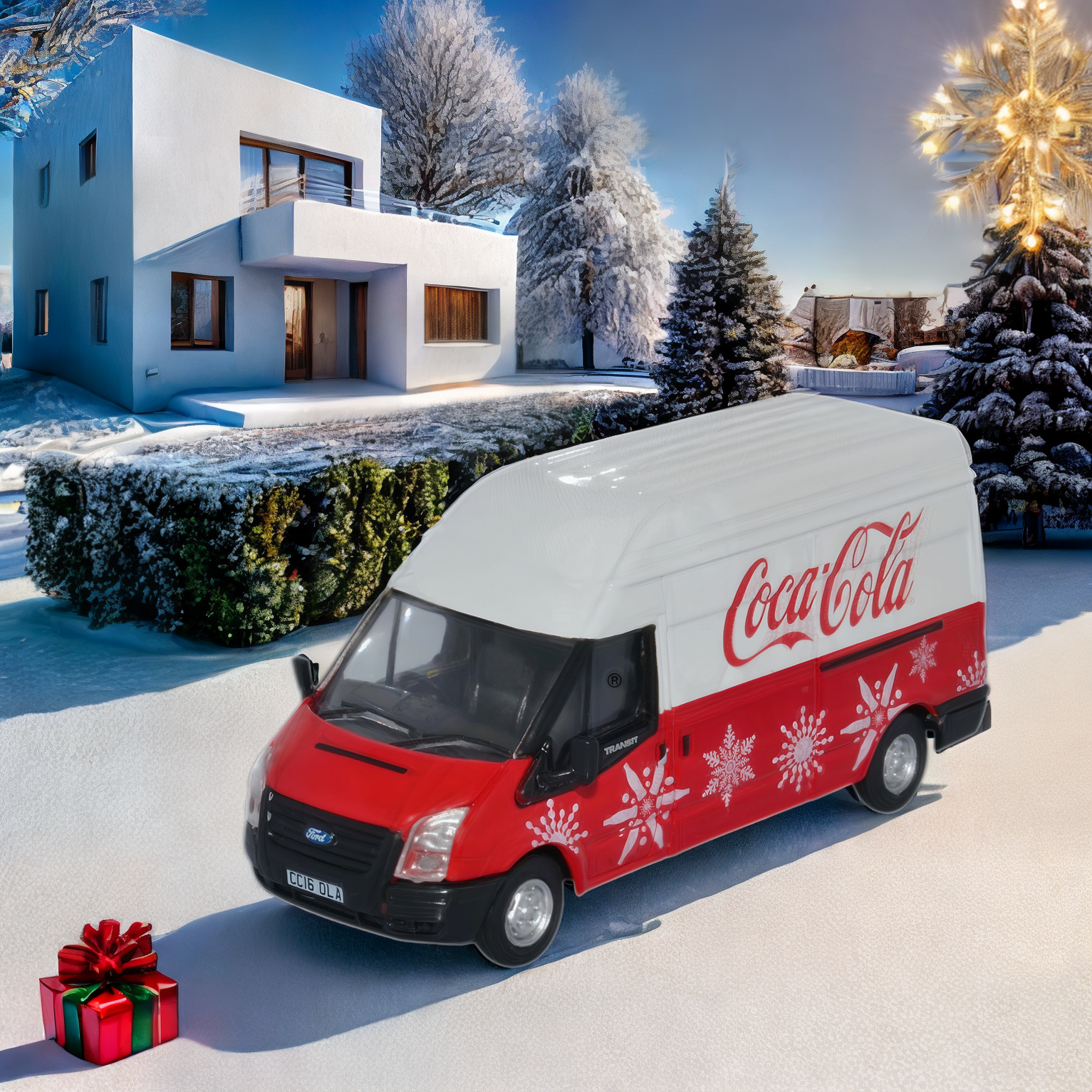 Oxford Diecast Ford Transit LWB High Coca Cola Xmas