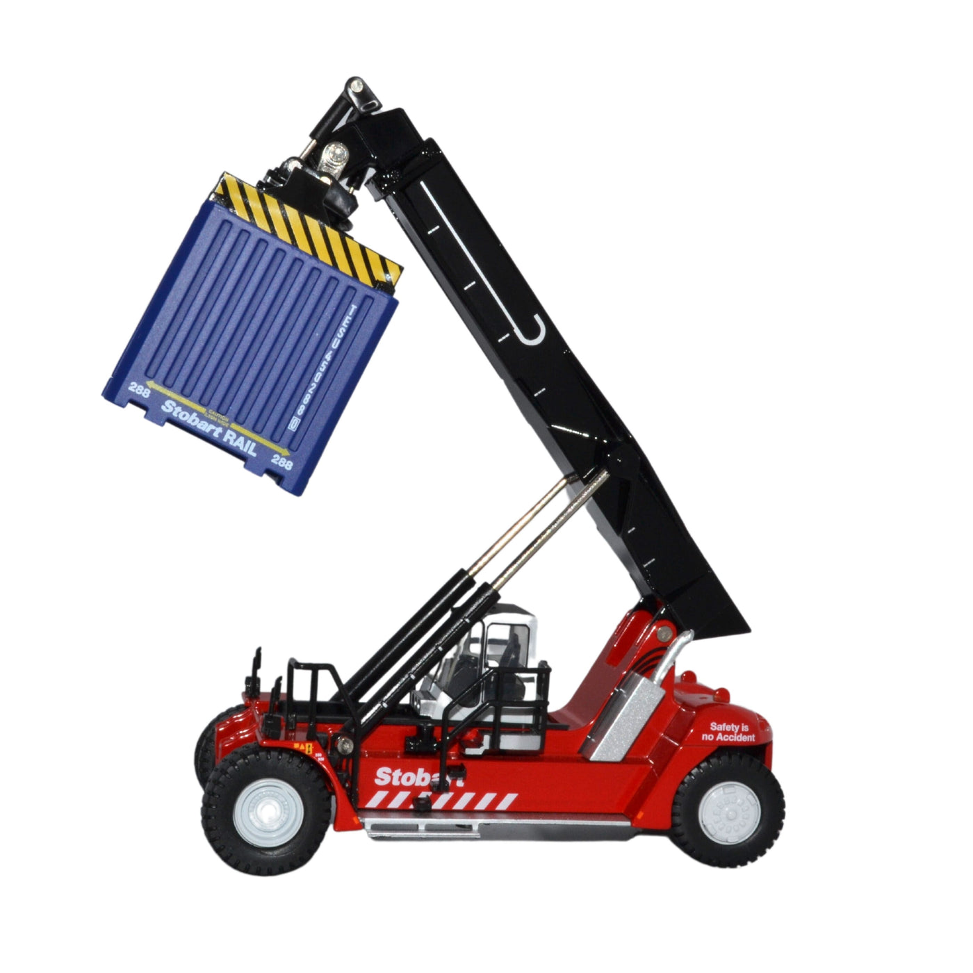 Konecranes Reach Stacker Stobart (Red) with Container — Oxford Diecast