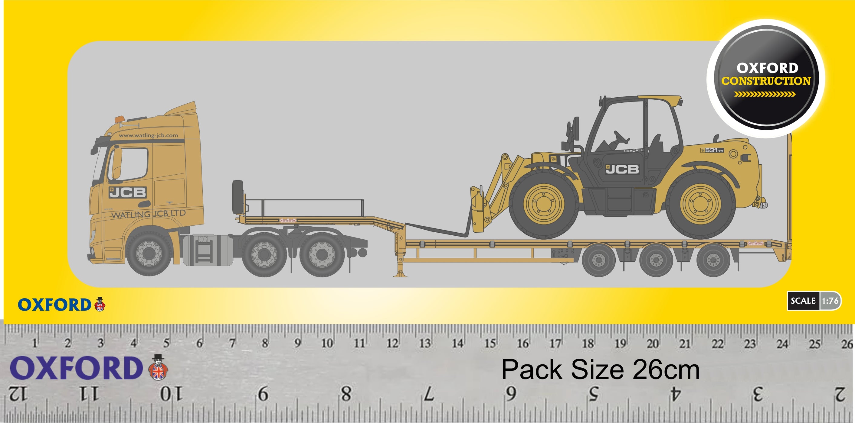 Oxford Diecast Mercedes Actros Semi Low Loader & JCB 531 70 Loadall