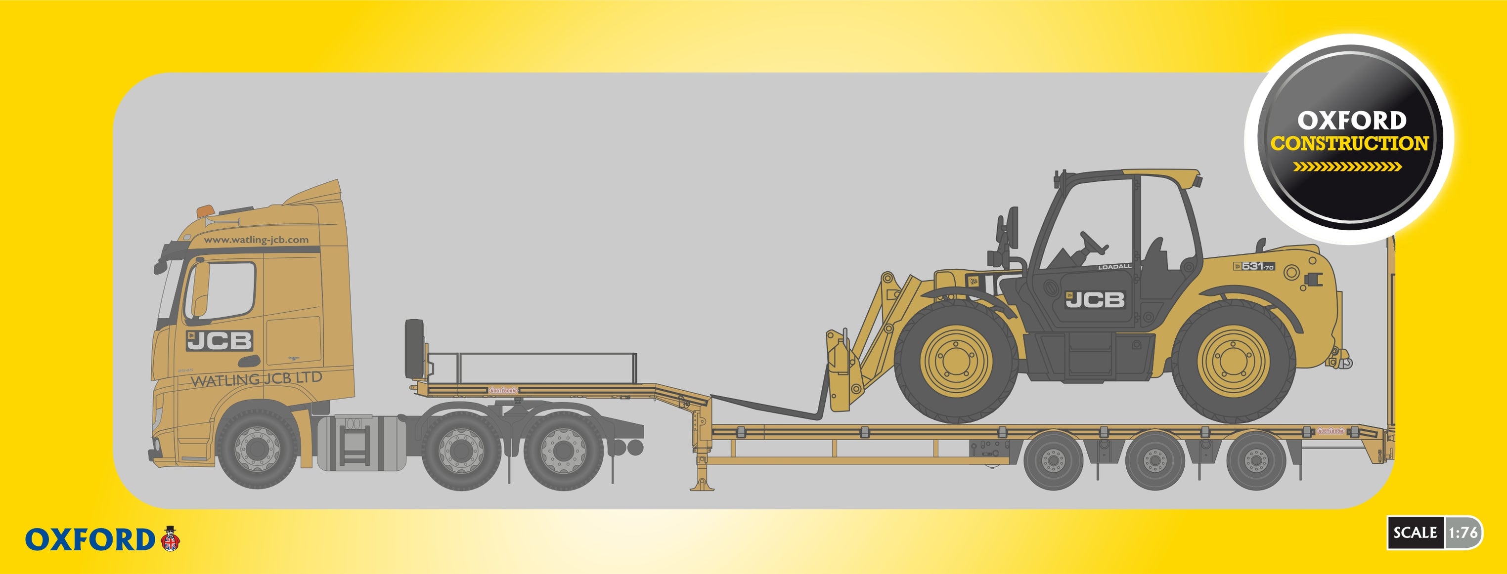 Oxford Diecast Mercedes Actros Semi Low Loader & JCB 531 70 Loadall