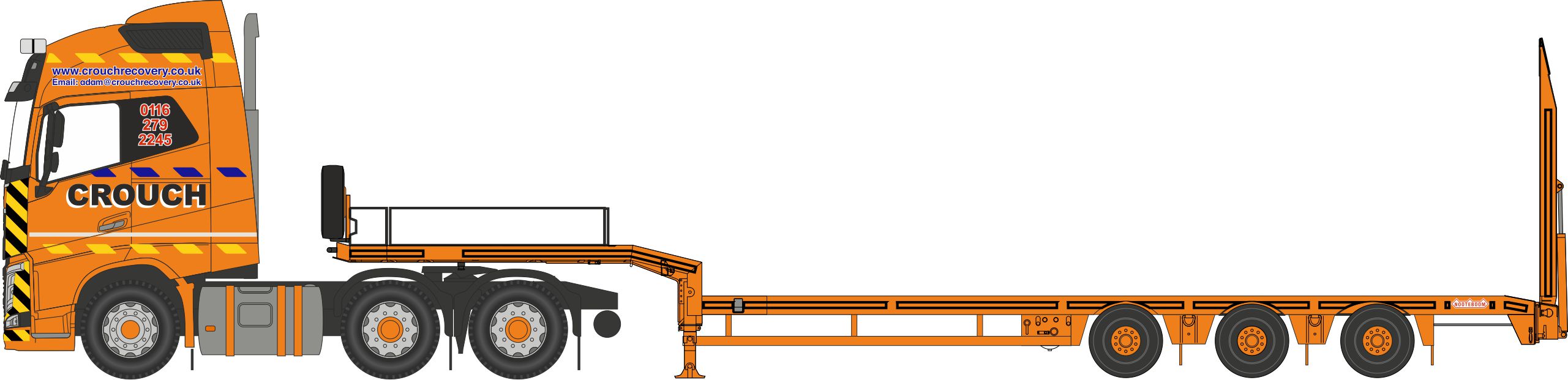 OXFORD DIECAST 1:148 Scale Volvo FH4 Semi Low Loader Crouch Recovery ...