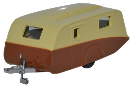 Oxford Diecast Caravan Cream -Brown - 1:76 Scale