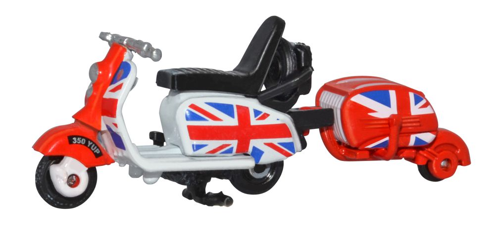 OXFORD DIECAST 1:76 Scale Scooter & Trailer Union Jack — Oxford Diecast