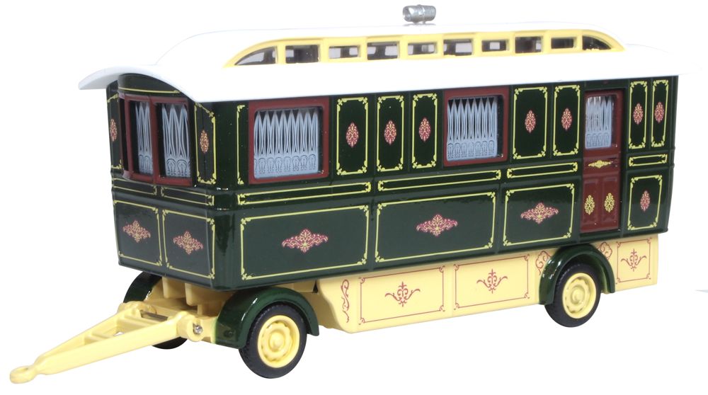 OXFORD DIECAST 1:76 Scale Showmans Caravan Green — Oxford Diecast