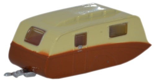 Oxford Diecast Caravan Cream and Brown - 1:148 Scale
